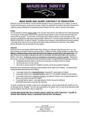Fillable Online MSHS BAND AND GUARD CONTRACT OF DEDICATION Fax Email ...