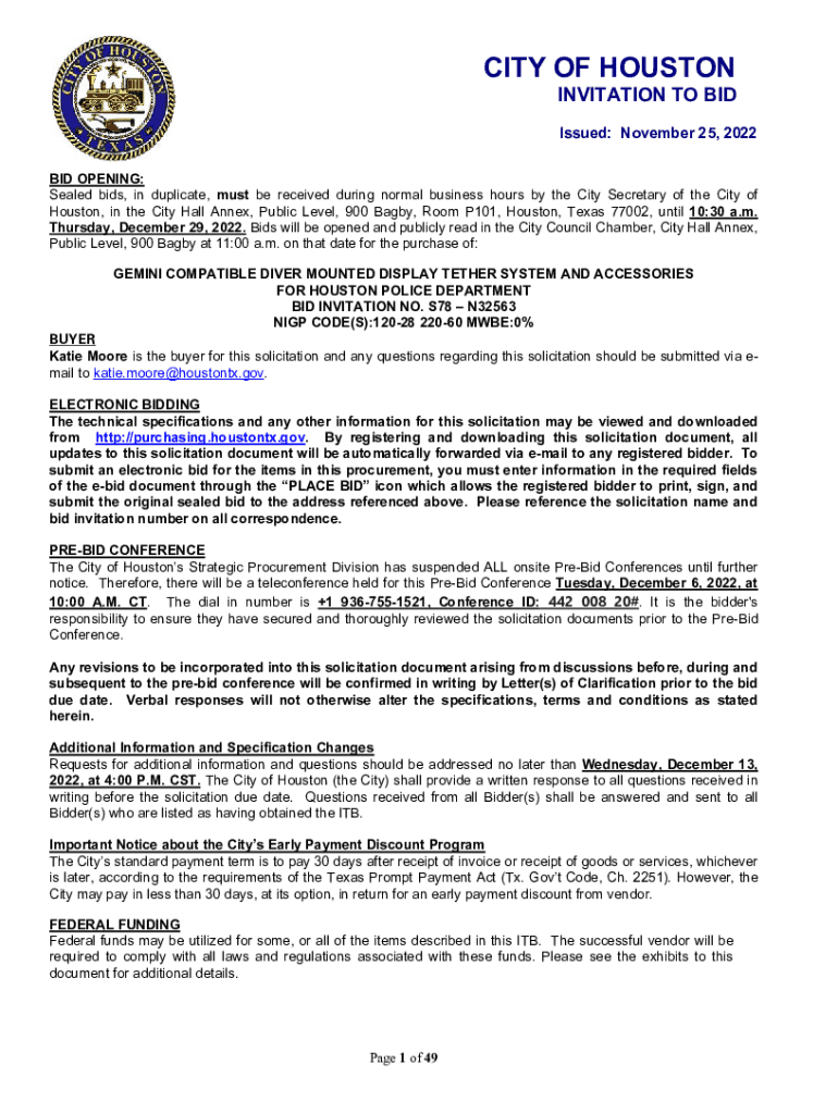 Fillable Online City of Houston -- Strategic Purchasing Division ...