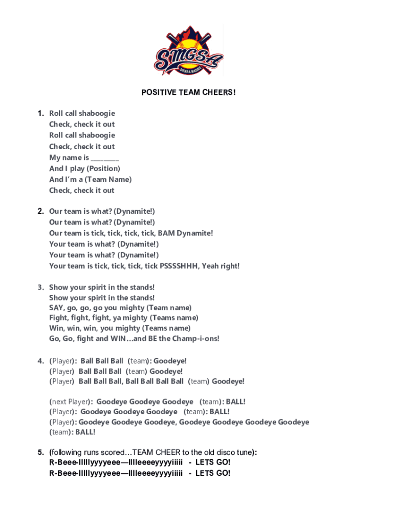 Fillable Online howtheyplay.comteam-sports20-Best-Team-CheersThe 20 ...