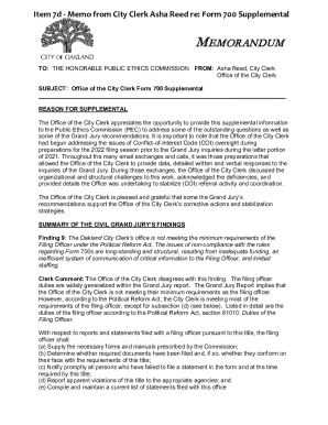 Fillable Online Item 7d - Memo from City Clerk Asha Reed re: Form 700 ...