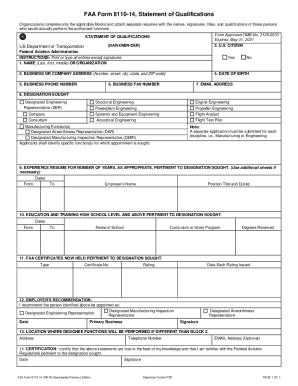 Fillable Online FAA Form 8110-14 - Statement of Qualifications Fax ...