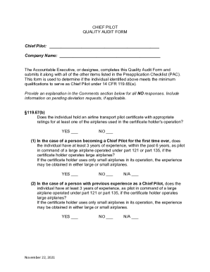 Fillable Online Chief Pilot Quality Audit Form - FAA Fax Email Print ...