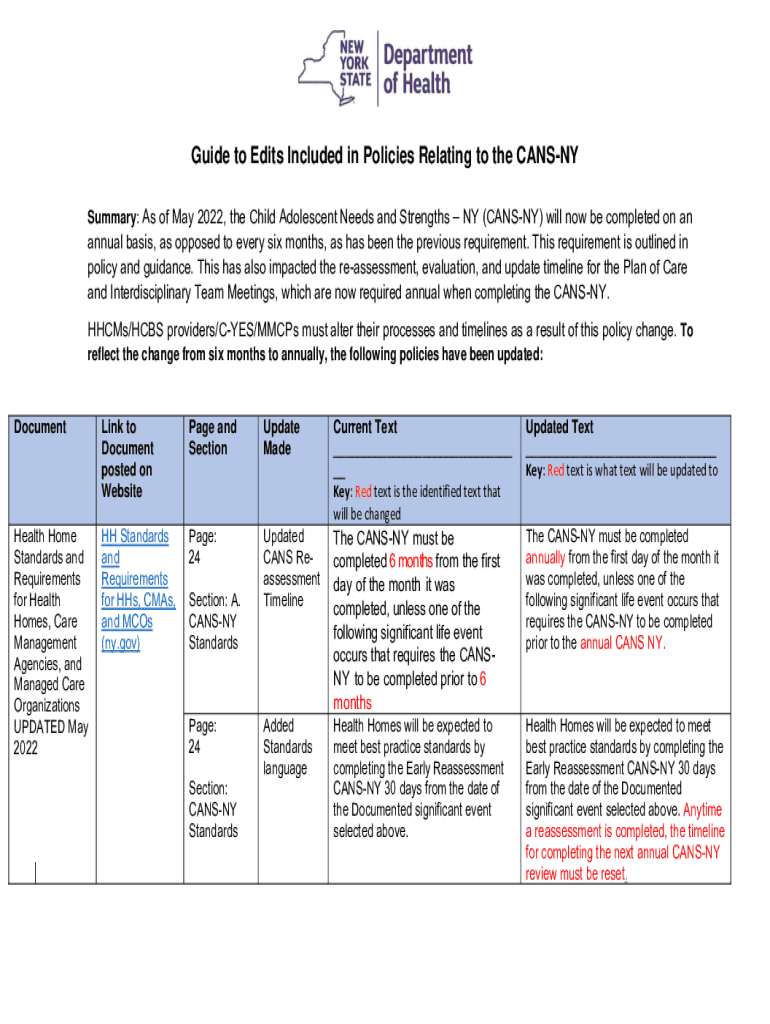 Fillable Online Child Adolescent Needs and Strengths - NY (CANS-NY) Fax ...