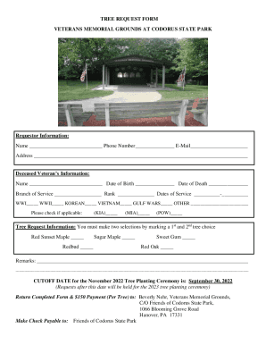 Fillable Online tree request form - AWS Fax Email Print - pdfFiller