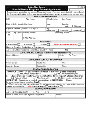 Fillable Online Special Needs Program Annual Application Fax Email ...