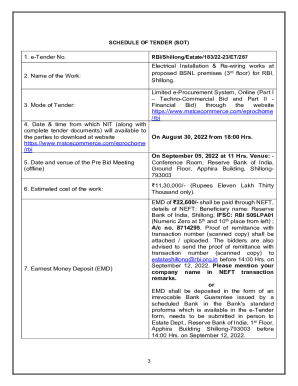 Fillable Online 1. e-Tender No. 2. Name of the Work: Electrical ...