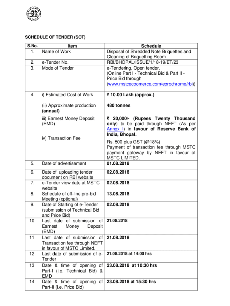 Fillable Online Forms of Tender and Schedules (Services) - Construction ...