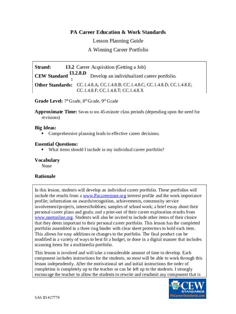 Academic Standards for Career Education and Work - State Board of ...