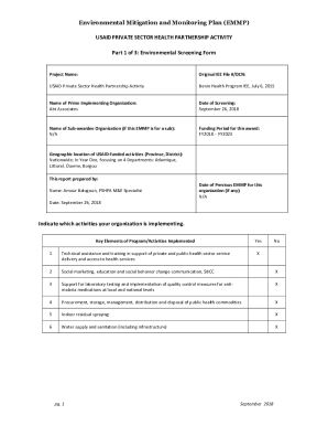 Fillable Online pdf usaid Environmental Mitigation and Monitoring Plan ...