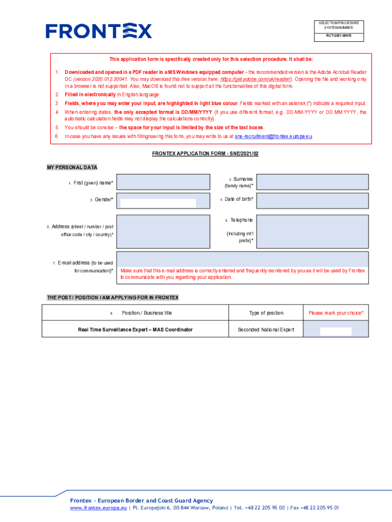 Fillable Online Application form-Real Time Surveillance ExpertMAS ...