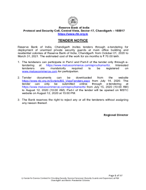 Fillable Online TENDER NOTICE - Reserve Bank of India Fax Email Print ...