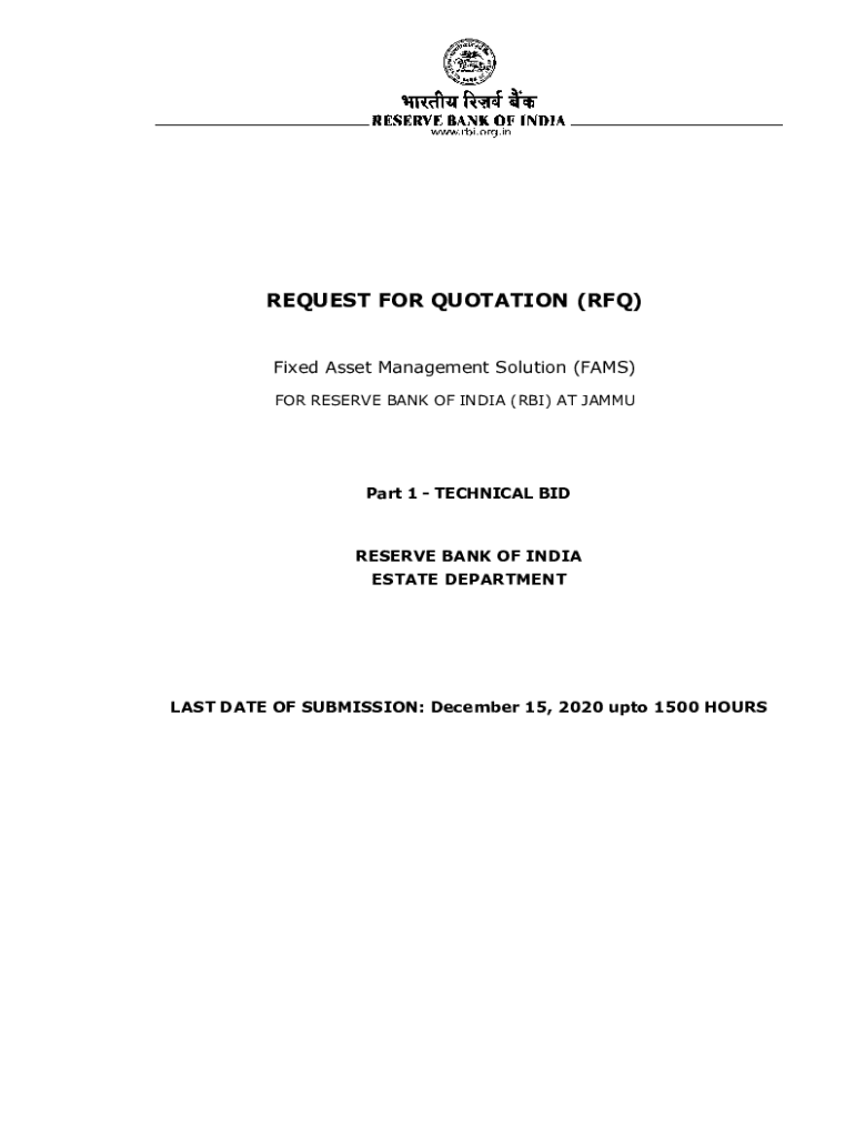 Fillable Online REQUEST FOR QUOTATION (RFQ) - Reserve Bank of India Fax Email Print - pdfFiller