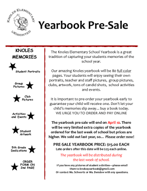 Fillable Online Yearbook Pre-Sale Fax Email Print - pdfFiller