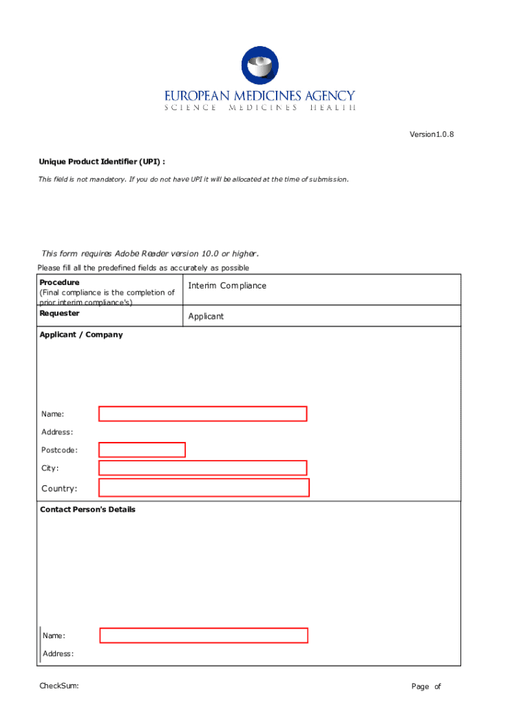Fillable Online Request for compliance check on an agreed paediatric ...