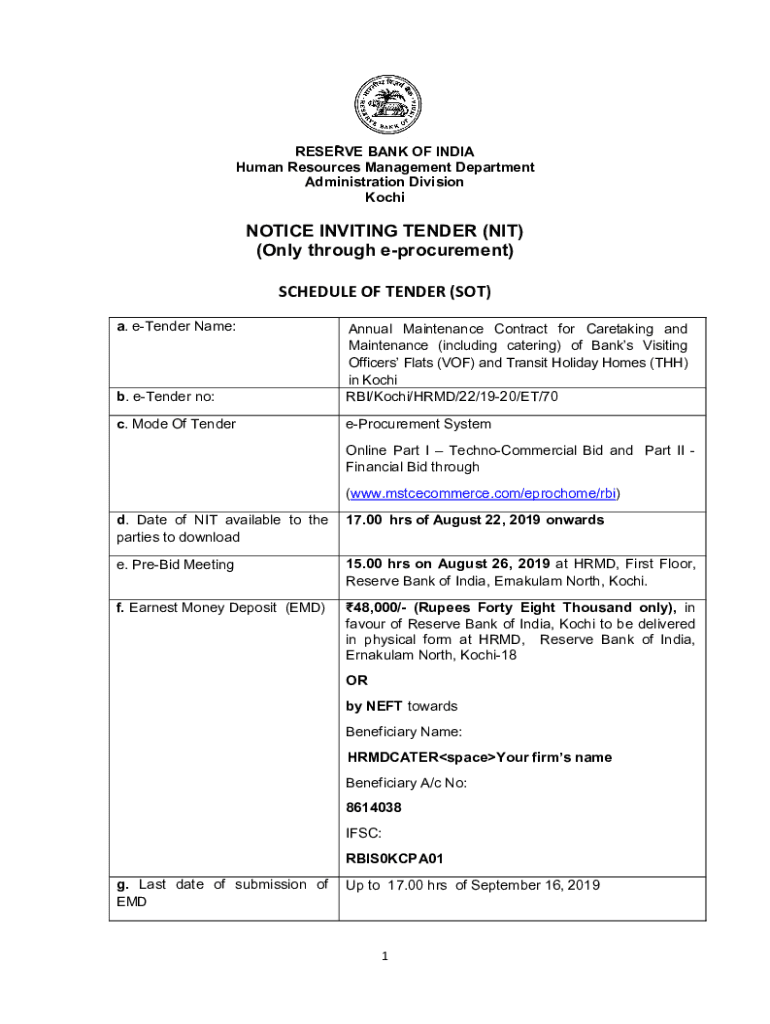 Fillable Online NOTICE INVITING TENDER (NIT) (Only through e ... Fax Email Print - pdfFiller