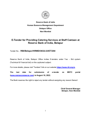 Fillable Online E-Tender for Providing Catering Services at Staff ...