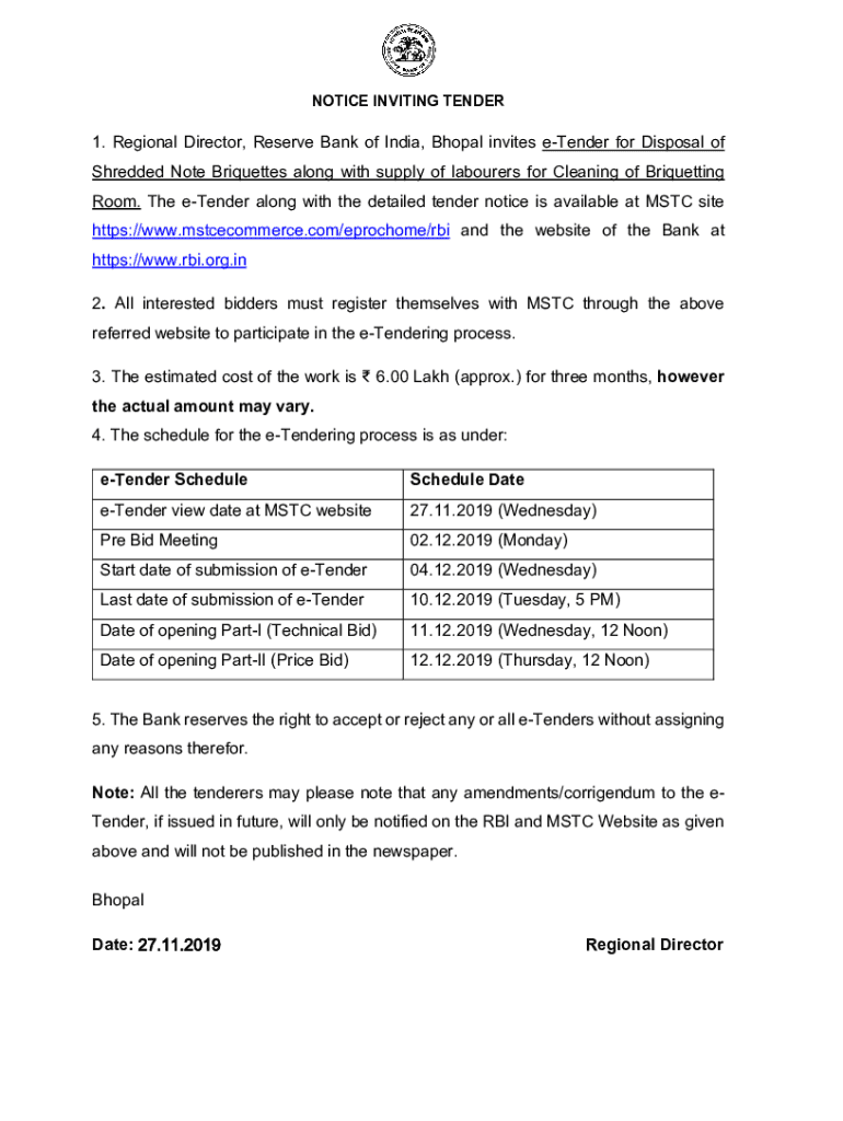 Fillable Online rbidocs.rbi.org.inrdocsTendersRegional Director ...