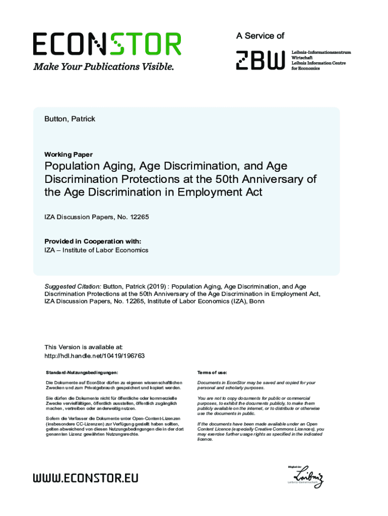 Fillable Online Population Aging, Age Discrimination, and Age ...