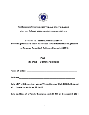 Fillable Online Part I (Techno Commercial Bid) - Reserve Bank of India ...