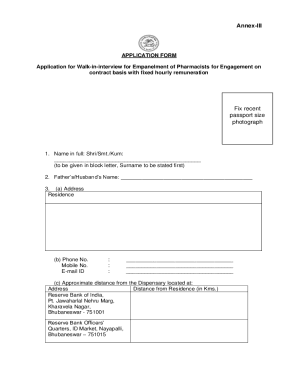 Fillable Online ANNEX III APPLICATION FORM APPLICATION FOR ENGAGEMENT ...