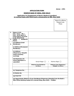Fillable Online Annex - (III) APPLICATION FORM RESERVE BANK OF INDIA ...