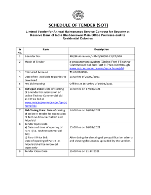 Fillable Online Limited Tender for Annual Maintenance Service ...