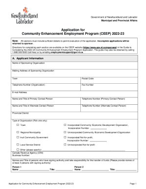 Fillable Online Community Enhancement Employment Program - Municipal ...