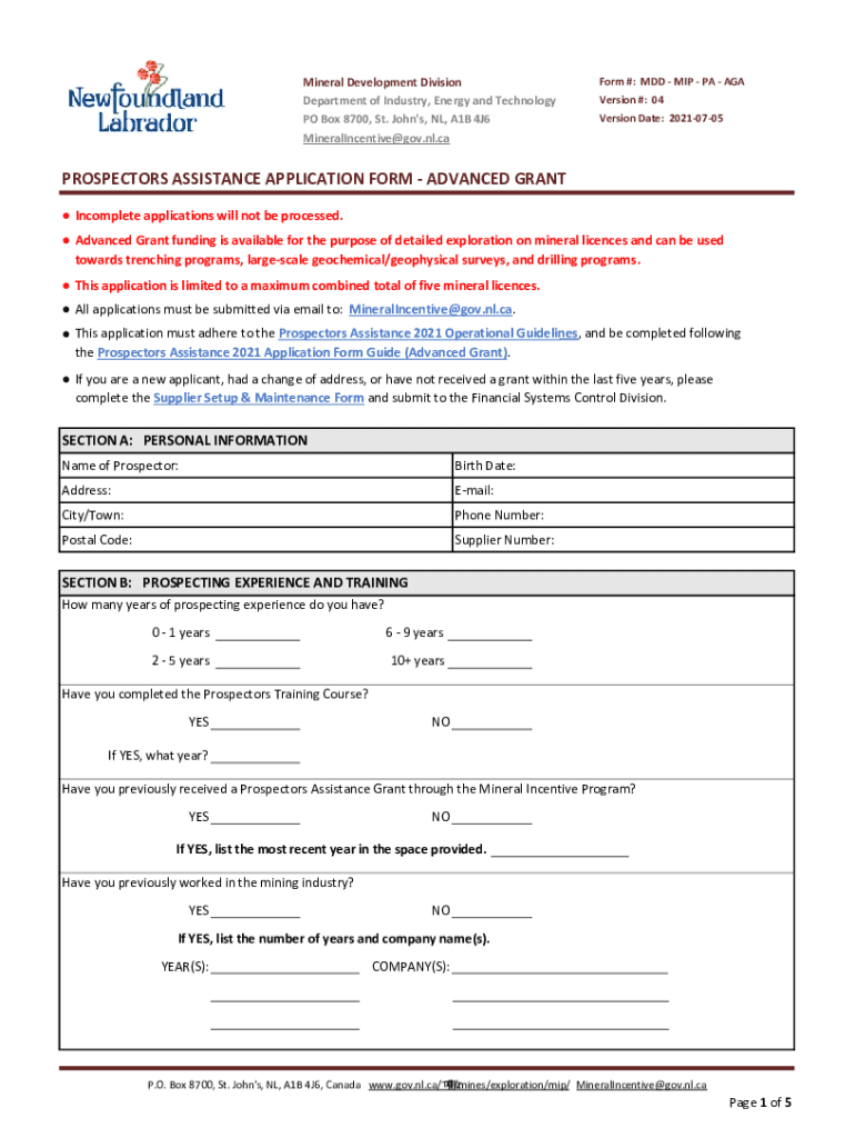 Fillable Online PA Application Form (Advanced Grant) Fax Email Print ...