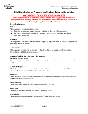 Fillable Online Child Care Inclusion Program Application: Guide to ...