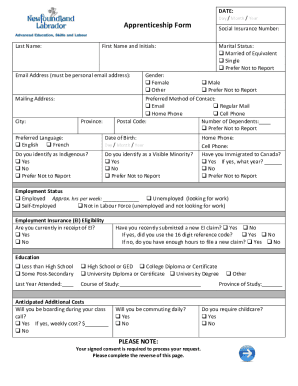 Fillable Online Last Name First Name Initials Social Insurance Number ...