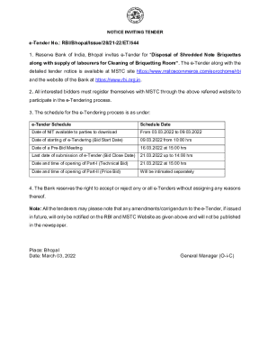 Fillable Online : RBI/Bhopal/Issue/28/21-22/ET/544 Fax Email Print ...