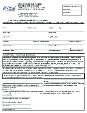 Fillable Online ELECTRICAL- BUILDING PERMIT APPLICATION Fax Email Print ...