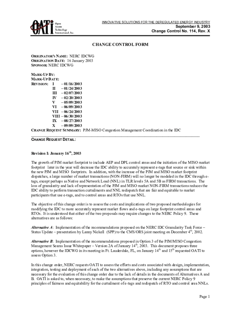 Fillable Online CHANGE CONTROL FORM Fax Email Print - pdfFiller