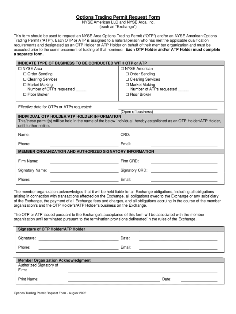 Fillable Online Fillable Online Options Trading Permit Request Form ...