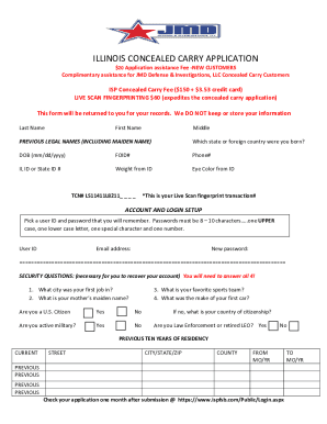 Fillable Online IL CONCEALED CARRY APPLICATION PROCESS & FEES : $20 ...