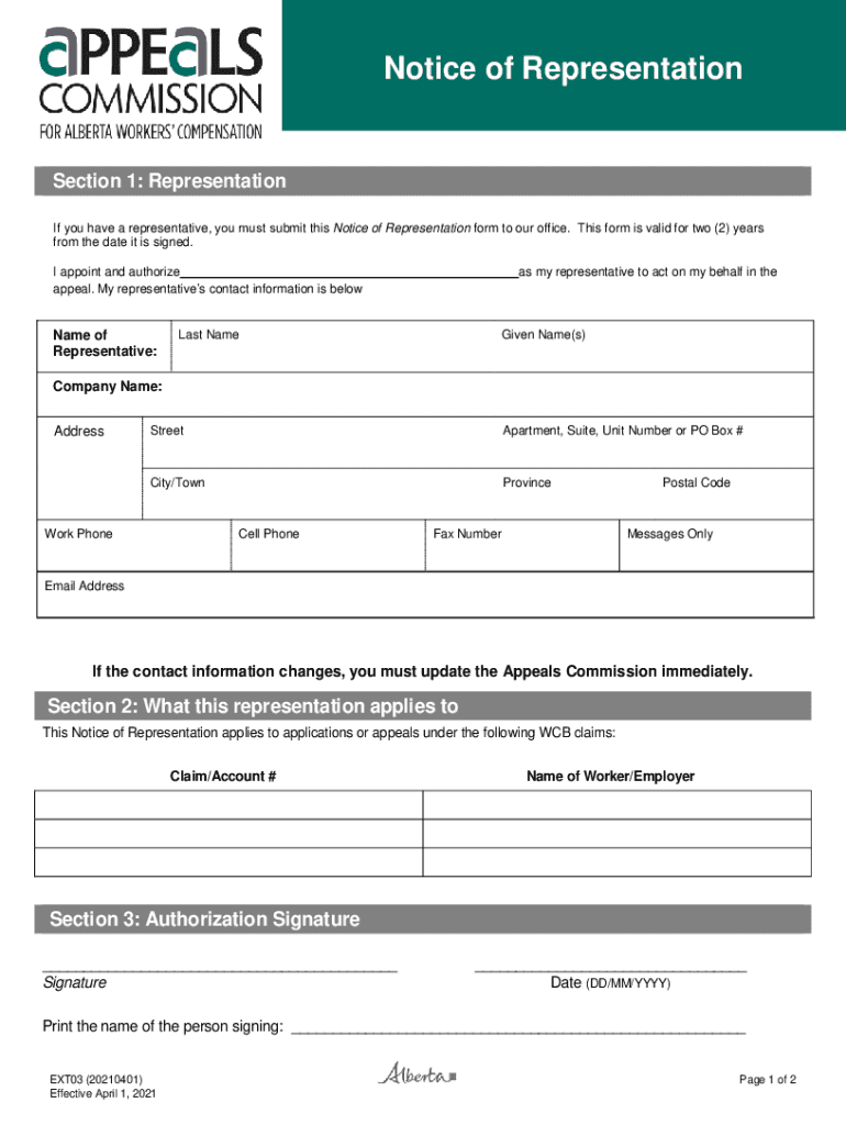 Fillable Online Notice of Representation Form Fax Email Print - pdfFiller