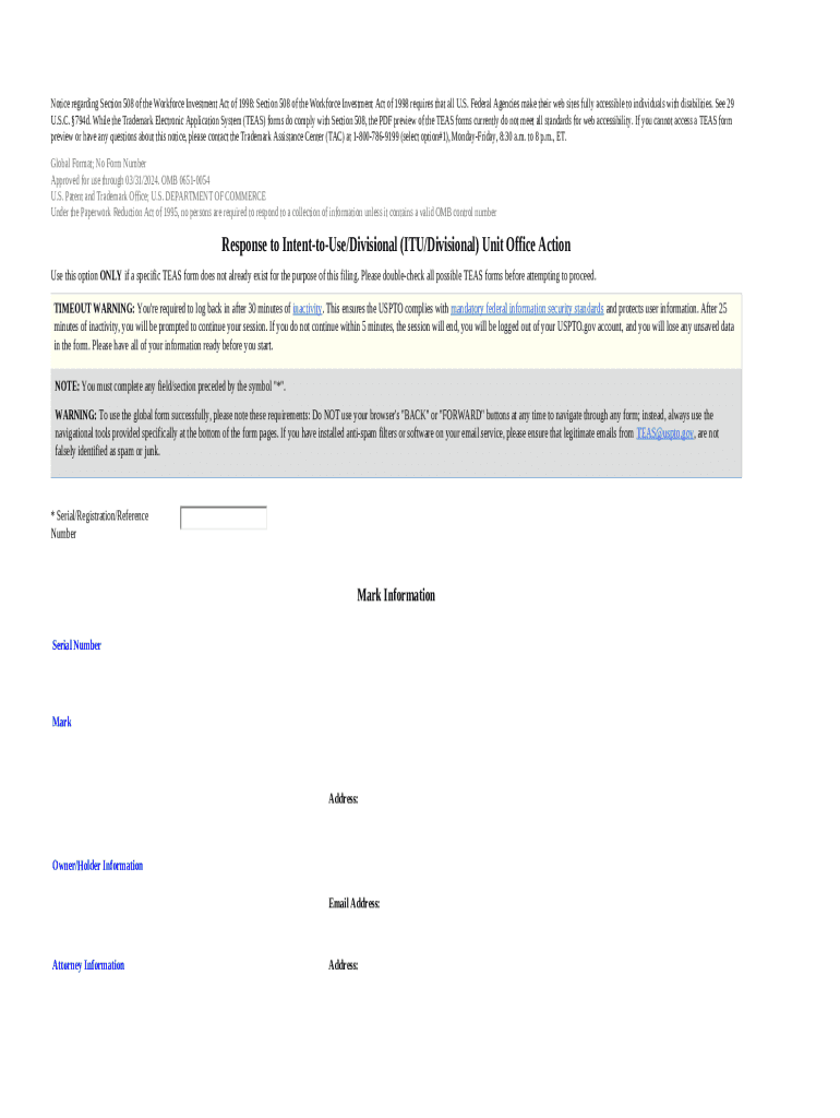 TEAS Response to Office Action Doc Template | pdfFiller