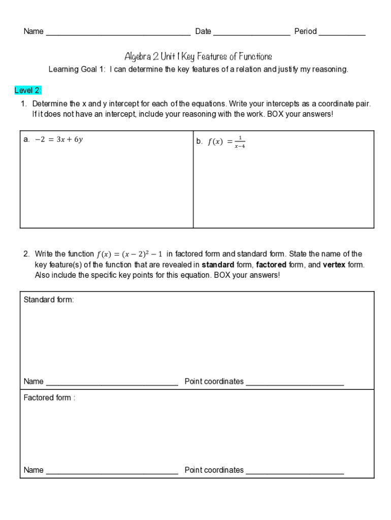 Fillable Online Solved Algebra 2: Unit 1 Review Name: Date: Period: 1 ...