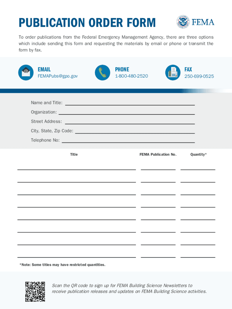 Fillable Online Publications Order Form. Warehouse Order Form Fax Email ...