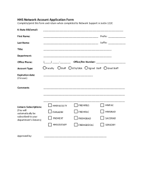 Fillable Online HHS Network Account Application Form Fax Email Print ...