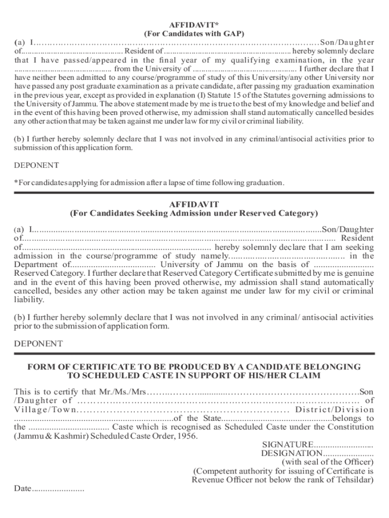 Fillable Online Gap Affidavit - Fill and Sign Printable Template Online ...