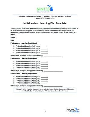 Fillable Online Individualized Learning Template Fax Email Print ...