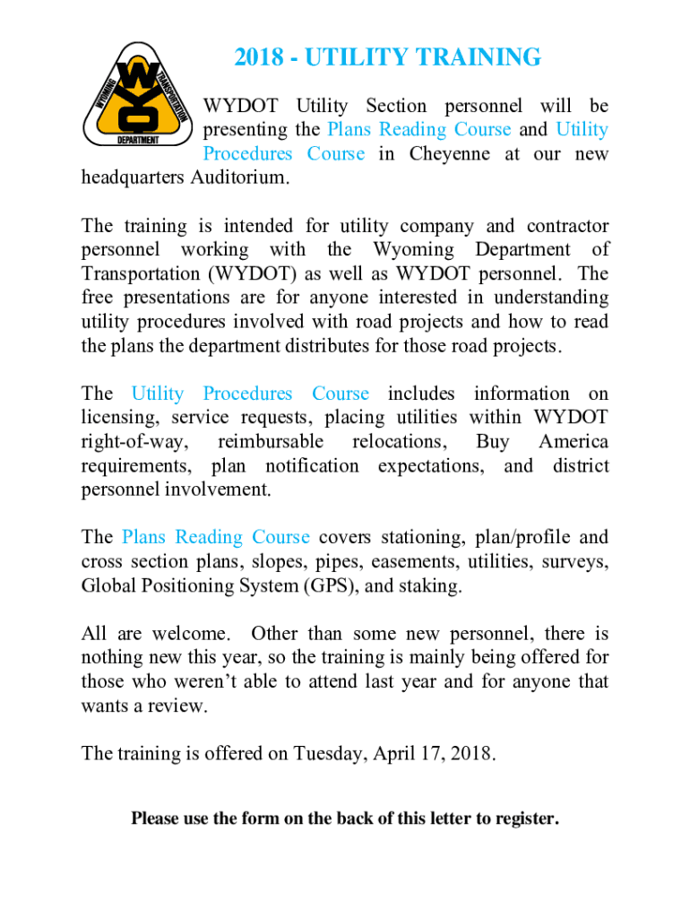 Fillable Online UTILITY SECTION HANDBOOK - dot.state.wy.us Fax Email ...