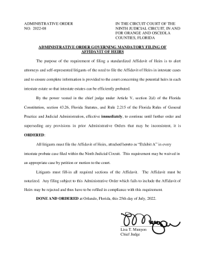 Fillable Online ADMINISTRATIVE ORDER GOVERNING MANDATORY FILING OF ...