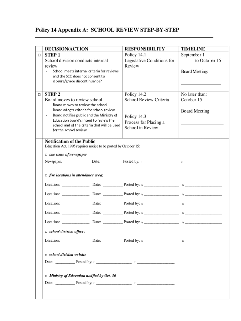 Fillable Online Policy 14 Appendix A: SCHOOL REVIEW STEP-BY-STEP - nwsd.ca Fax Email Print ...