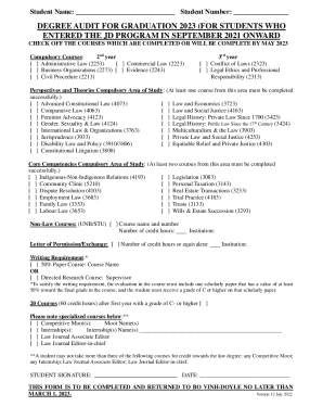 Fillable Online Graduation - Final Degree AuditDegree AuditUniversity ...