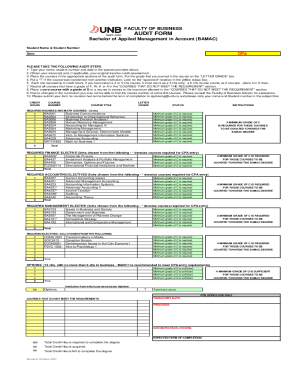 Fillable Online FACULTY OF BUSINESS AUDIT FORM - UNB Fax Email Print ...
