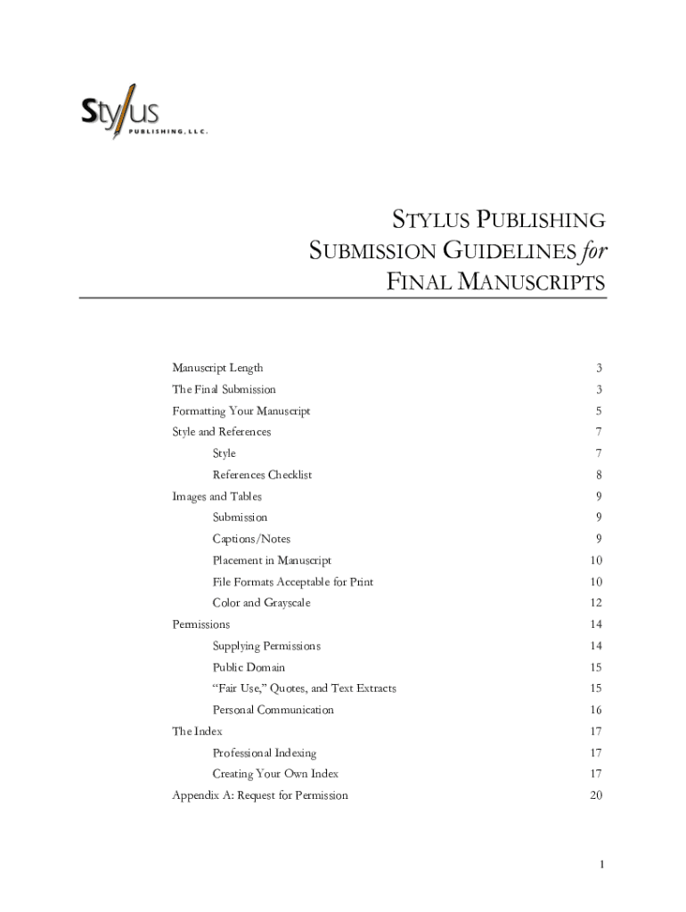 Fillable Online Fillable Online Submission Guidelines for Final Manuscripts. Manuscript ... Fax ...