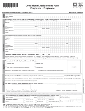 Fillable Online 11 CONDITIONAL ASSIGNMENT FORM EMPLOYER EMPLOYEE ...
