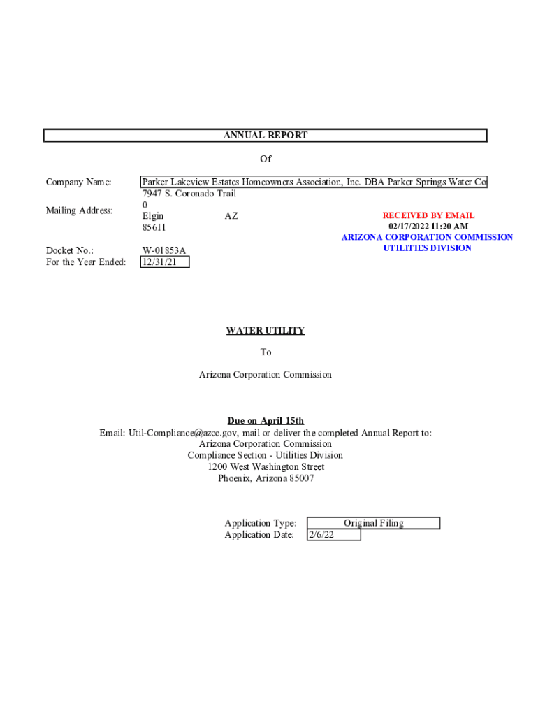 Fillable Online Fillable Online Company Name: Mailing Address: ANNUAL ...